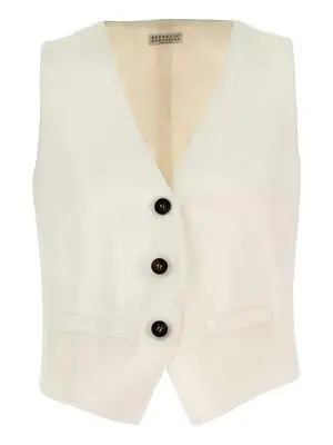 Brunello Cucinelli Tailored V-neck Gilet - Neutrals