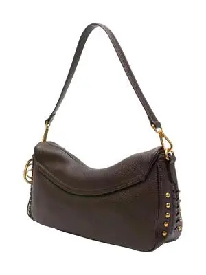 LA CARRIE Eclipse Stud-embellished Whipstitch Shoulder Bag - Brown