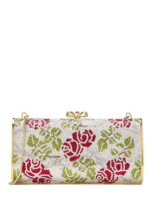 JUDITH LEIBER Multicolor Crystal Floral Minaudière