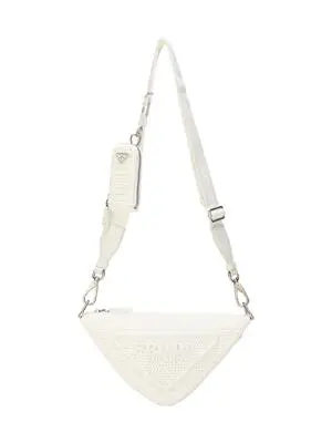 Prada Raffia Triangle Shoulder Bag - White