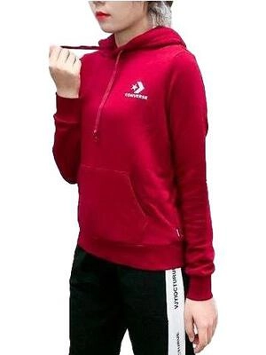 CONVERSE Star Chevron Embroidered Pullover Hoodie Asia Sizing - Red