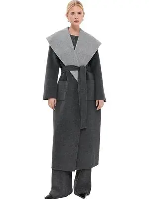 Simkhai Allura Reversible Belted Double-faced Wool Coat - Charcoal Multi