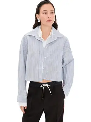 Acne Studios Layered Long Sleeve Button Up Shirt - Blue/white