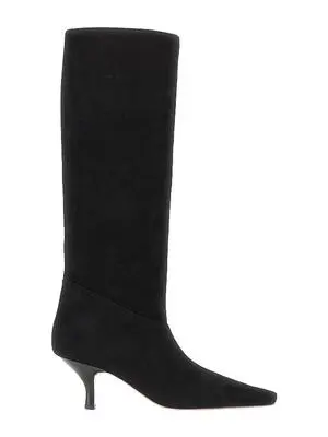 Paris Texas Rose' Suede Leather Boots - Black