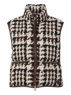 Moncler Leather-trimmed Wool And Cotton-blend Vest - Multicoloured