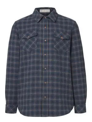 GOD'S TRUE CASHMERE Rugged Explorer Plaid Cashmere Shirt - Blue