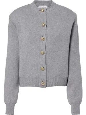 Balmain Cashmere And Wool Cardigan - Grey