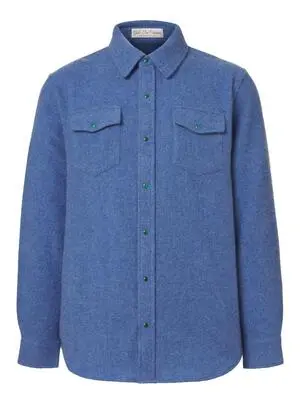 GOD'S TRUE CASHMERE Cashmere Shirt With Malachites - Blue