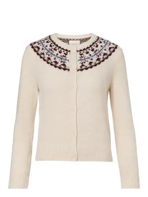 DÔEN Olympe Fair Isle Cashmere Cardigan - Beige