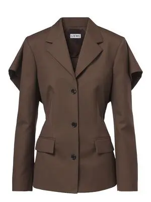 Loewe Caped Wool Blazer - Brown