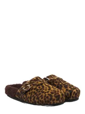 ANCIENT GREEK SANDALS Vasilitsa Shearling-trimmed Calf Hair Clogs - Brown