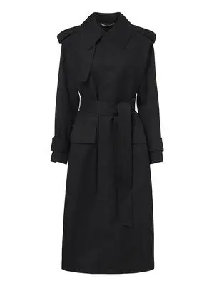 Victoria Beckham Philippa Virgin Wool Twill Trench Coat - Black