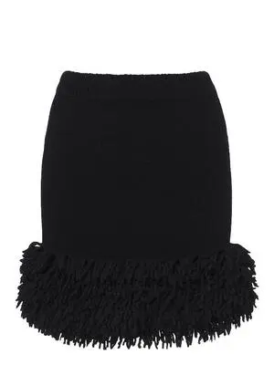 Loewe Fringed Wool-blend Miniskirt - Black