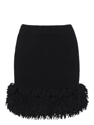 Loewe Fringed Wool-blend Miniskirt - Black