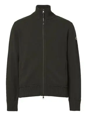 Moncler Wool And Cashmere Zip-up Cardigan - Green