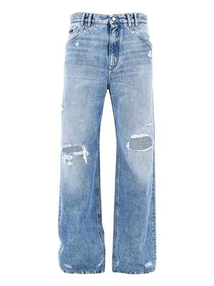 Dolce & Gabbana Distressed Denim Over Pants - Blue