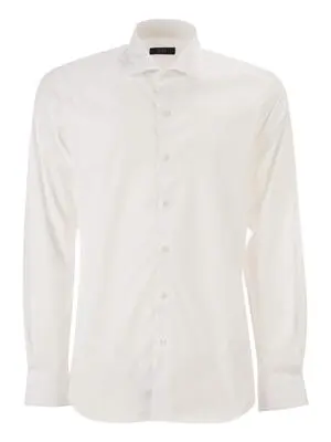 FAY Regular Fit Shirt In Stretch Poplin - White