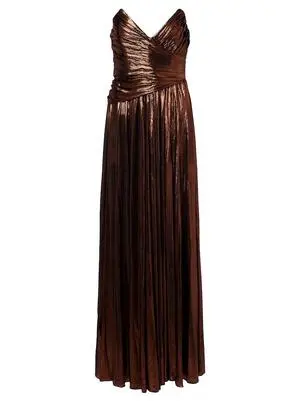 Retrofete Waldorf Plissé Bustier Gown - Brown