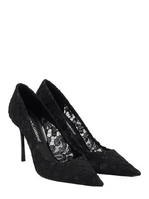 Dolce & Gabbana Leather-trimmed Lace Pumps - Black