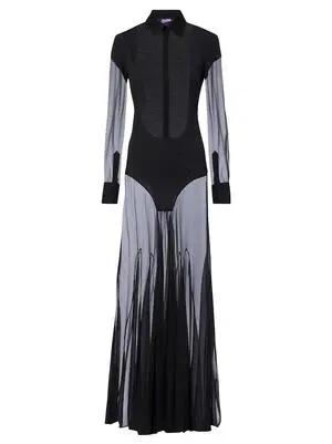 JEAN PAUL GAULTIER Knitted Silk-trimmed Shirt Dress - Black