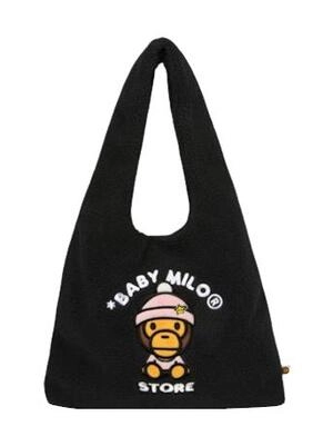 A BATHING APE Baby Milo Graphic Fur Large Tote Bag - Black