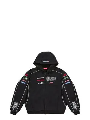 Supreme Racing Lined Zip Up Hooded Sweatshirt - Black