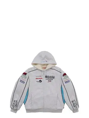 Supreme Racing Lined Zip Up Hooded Sweatshirt - Heather Grey