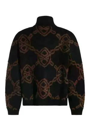 DAILY PAPER Shield Monogram-pattern Zip-up Sweater - Black