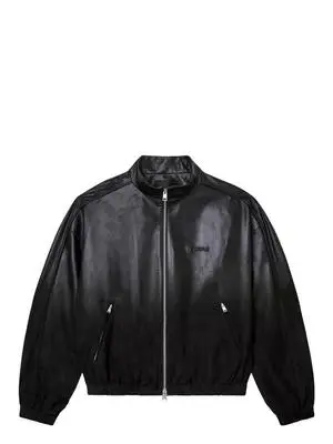 PURPLE BRAND Leather Bomber Jacket - Black