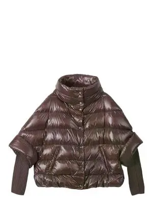 Herno Quilted High-neck Cape Brown