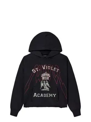 PURPLE BRAND Graphic-print Raw-cut Hoodie - Black