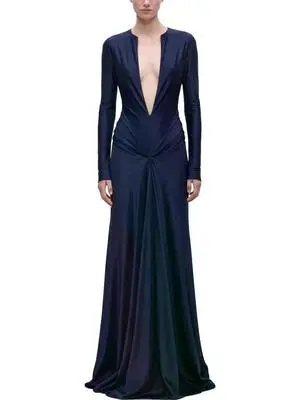 Victoria Beckham Aida Twisted-detail Maxi Gown - Blue