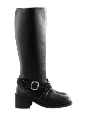 HEREU Braided-strap Leather Boots