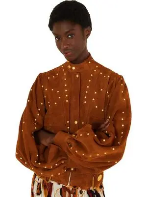 FARM RIO Riveted Buttoned Leather Jacket