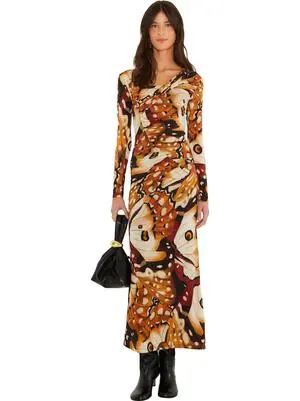 Farm Rio Borbofly Long Sleeve Maxi Dress - Borbofly Multicolor