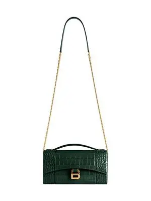 Balenciaga Hourglass Pochette With Chain - Green