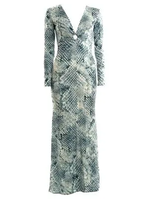 CHIARELLA Blue / White Diva Maxi Dress – Blue Snake Print - Blue/white