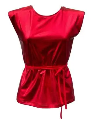IMAATU Bowie Glam Metallic Faux Leather Shoulder Pad T-shirt - Red