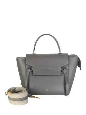 Celine Grey Grained Calfskin Micro Belt Bag Gray