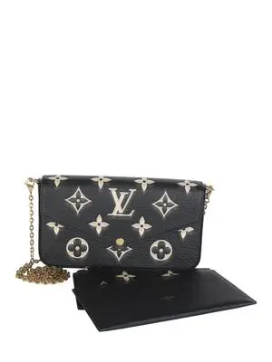LOUIS VUITTON Beige Bicolor Giant Monogram Empreinte Felicie Pochette - Black