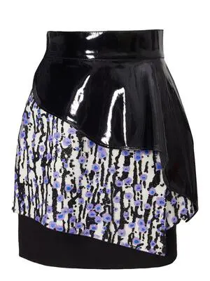 JULIA ALLERT Black / Red High-waisted Multi-layered Mini Skirt With Patent Belt Liliac - Black/red