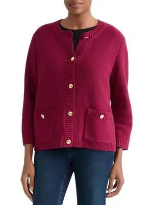 Jones New York Pocket Cardigan - Berry Red