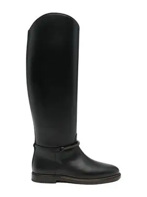 Brunello Cucinelli Black Leather Boots With Monili Black