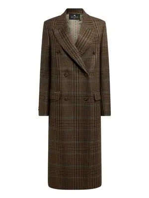 ETRO Double-breasted Wool Coat With Prince Of Wales Pattern