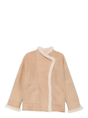 Closed Closed Shearling Double-Breasted Jacket Beige