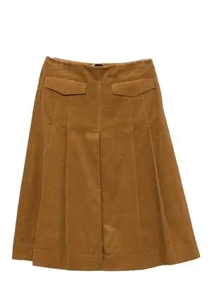 Tory Burch Corduroy Pleated Skirt - Brown