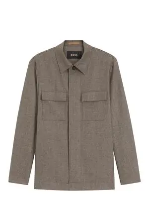 BOSS Relaxed-fit Overshirt In Virgin Wool And Cashmere - Light Green