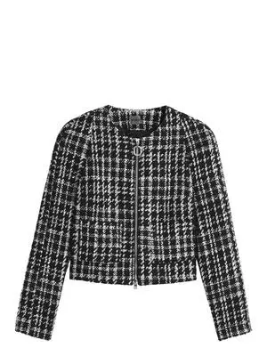 Hugo Checked Bouclé Jacket With A-line Cut - Patterned