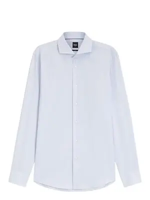 BOSS Slim-fit Shirt In Wrinkle-resistant Structured Cotton Light Blue