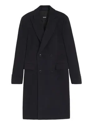 BOSS Slim-fit Double-breasted Coat In An Alpaca Blend